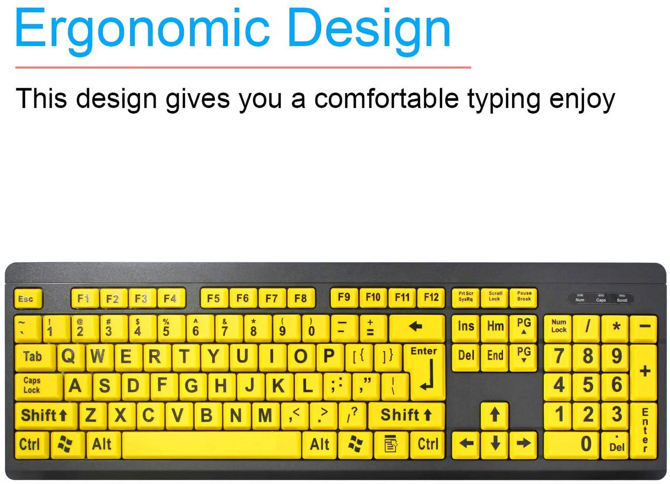PYYAN-Large Print Computer Keyboard,Wired USB Keyboard High Contrast ...