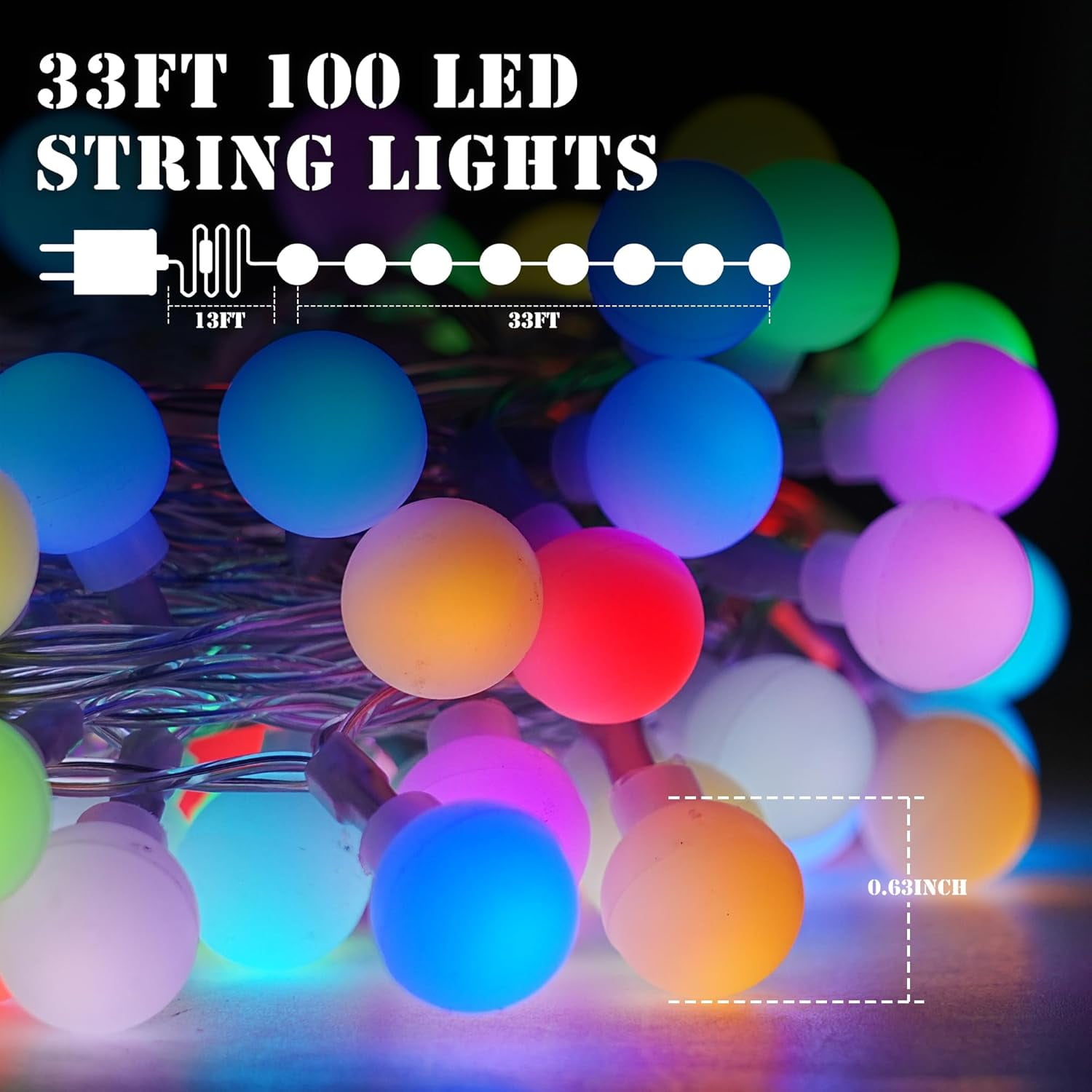 PYYAN-LiuZpatial Smart Globe Christmas Lights Indoor, 33 FT 100 LED ...