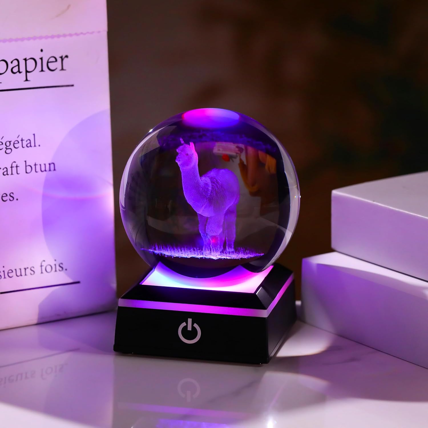 PYYAN-Llama Gifts for Women 3D Crystal Ball with 7-Color Changing Base ...
