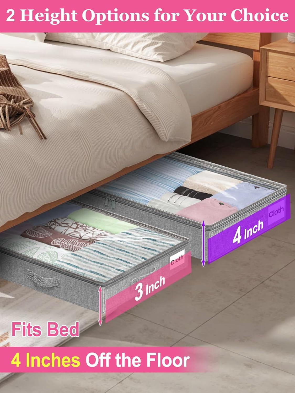 PYYAN-Low Profile Under Bed Storage, 3 Inches High Underbed Storage ...