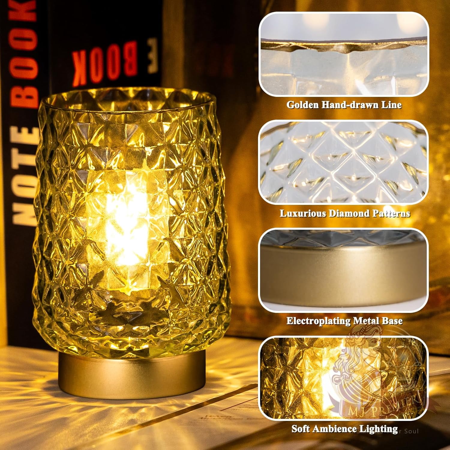 PYYAN-MJ Cordless Lamp with Timer - Battery Operated Green Aesthetic ...