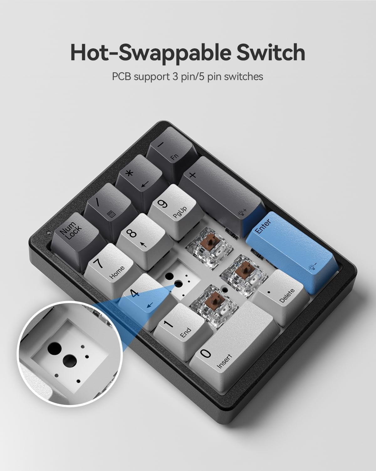 PYYAN-Mechanical Number Pad,Hot Swappable Numpad Wired USB 17 Keys ...