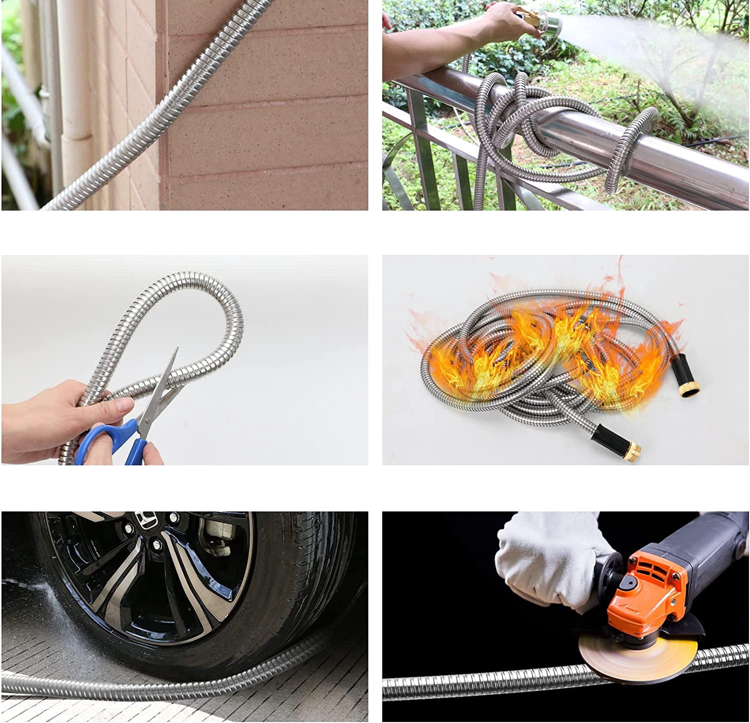 PYYAN-Metal Garden Hose, 25 Foot 304-Stainless Steel Garden Hoses with ...