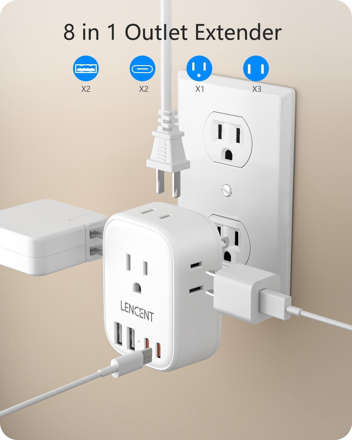 PYYAN-Multi Plug Outlet Extender with USB, 4 AC Electrical Outlet ...