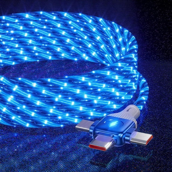 PYYAN-Multi Ports Starry Light-Up USB Cable USBC MicroUSB Connectors ...