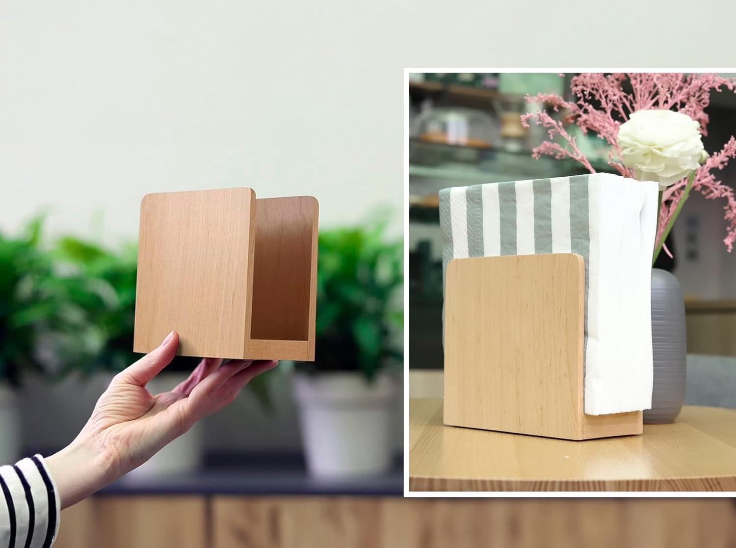 PYYAN-Napkin Holder For Table - Wooden Farmhouse Napkin Holders, Light ...
