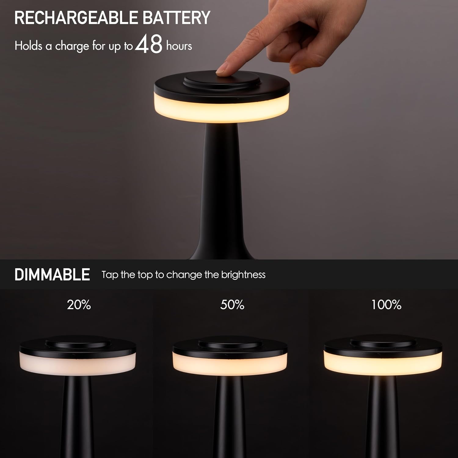 PYYAN-O‘Bright Portable LED Table Lamp with Touch Sensor, 3-Levels ...