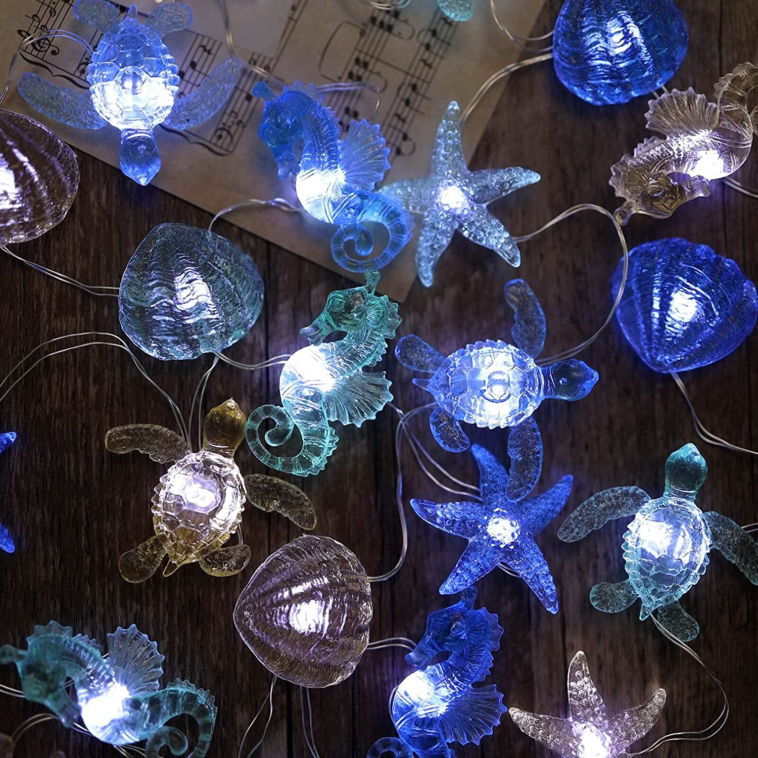 PYYAN-Ocean Themed Decorative Lights String of Marine Life Fairy String ...