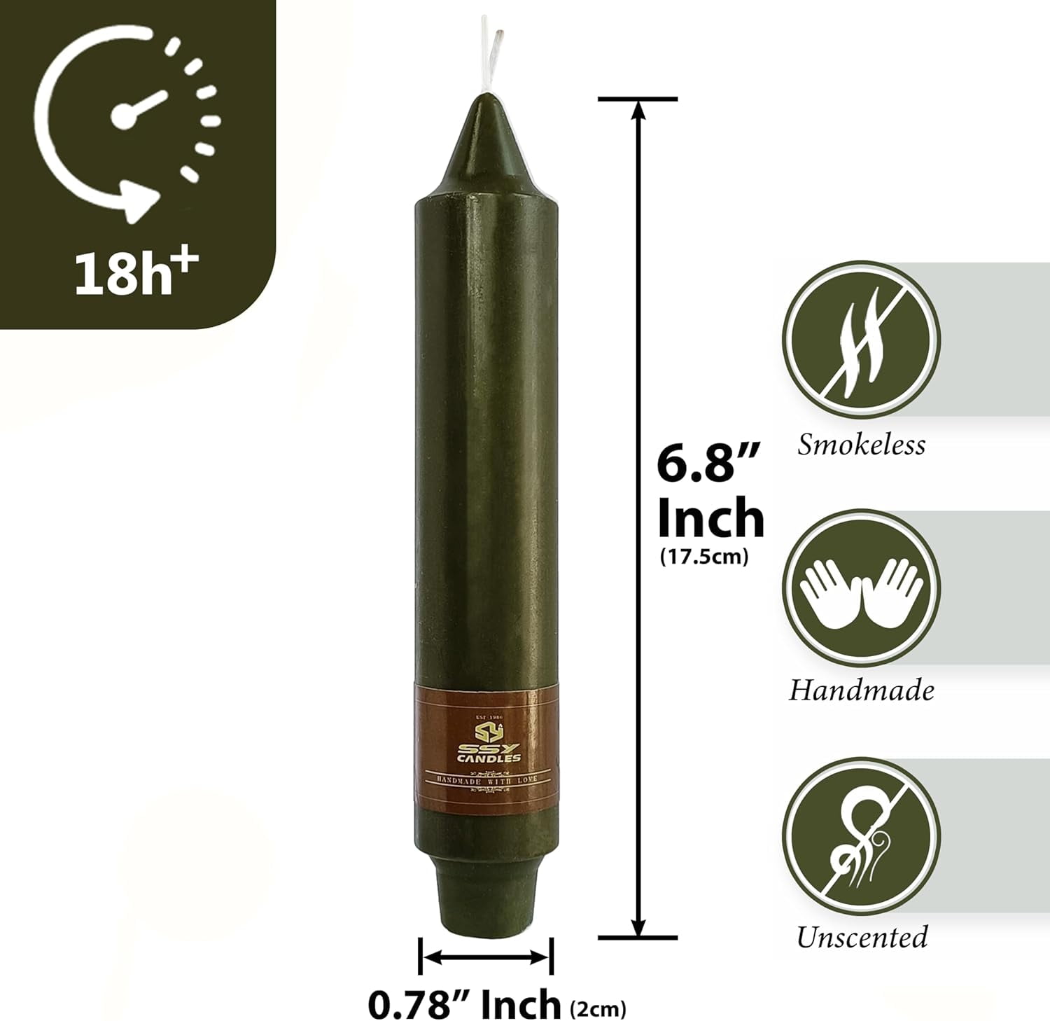 PYYAN-Olive Taper Candle Candle Sticks, 7 Inch Mini Pillar Candles ...