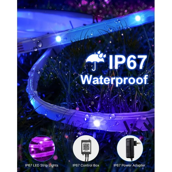 PYYAN-Outdoor LED Strip Lights Waterproof 100FT (2 Rolls of 50ft) IP67 ...