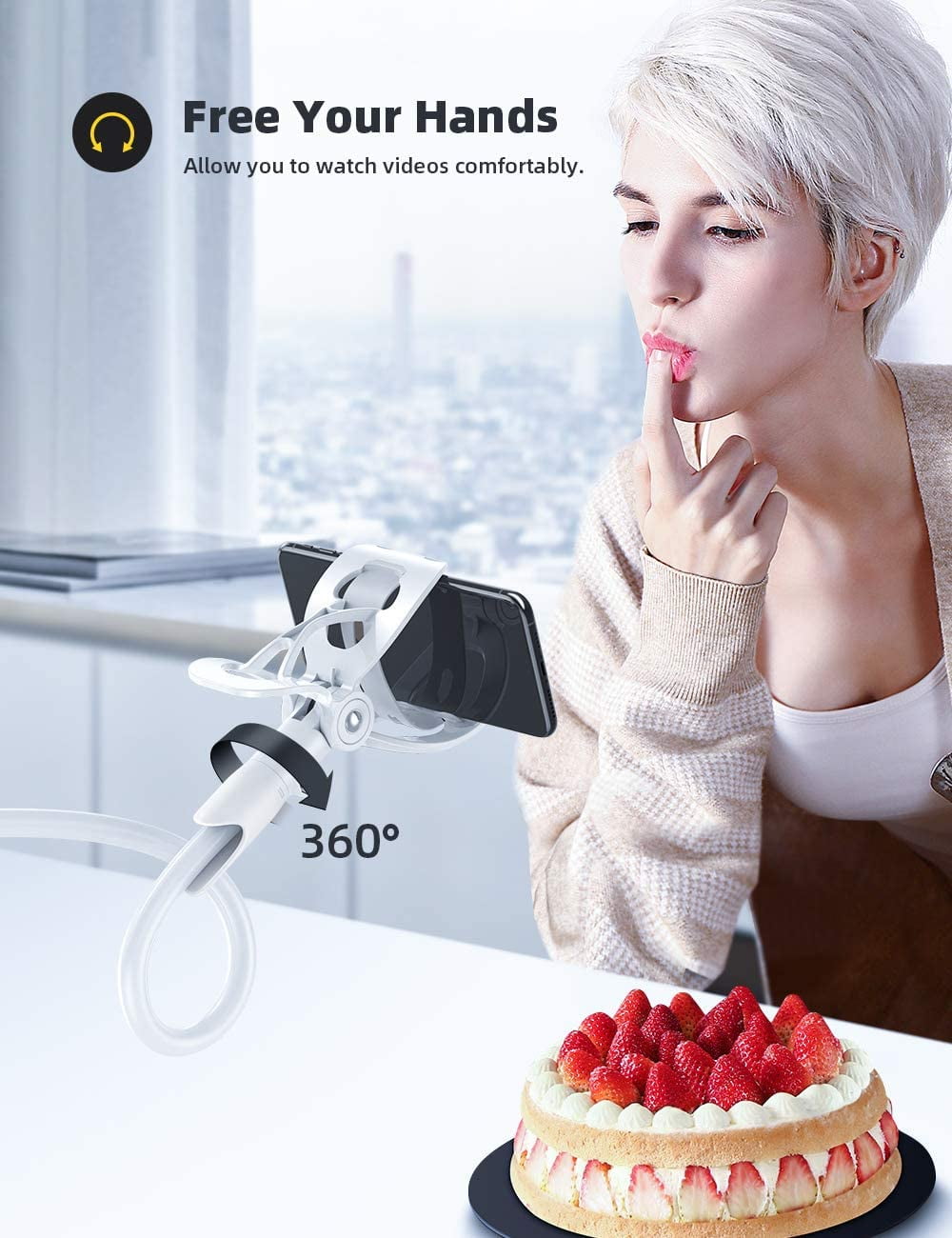 PYYAN-Phone Holder, Gooseneck Mount, Compatible with 4-7'' Smartphones ...
