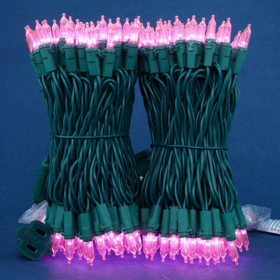PYYAN-Pink LED Christmas Lights 200 Count, Pack of 2 Sets 25 ft 100 LED ...