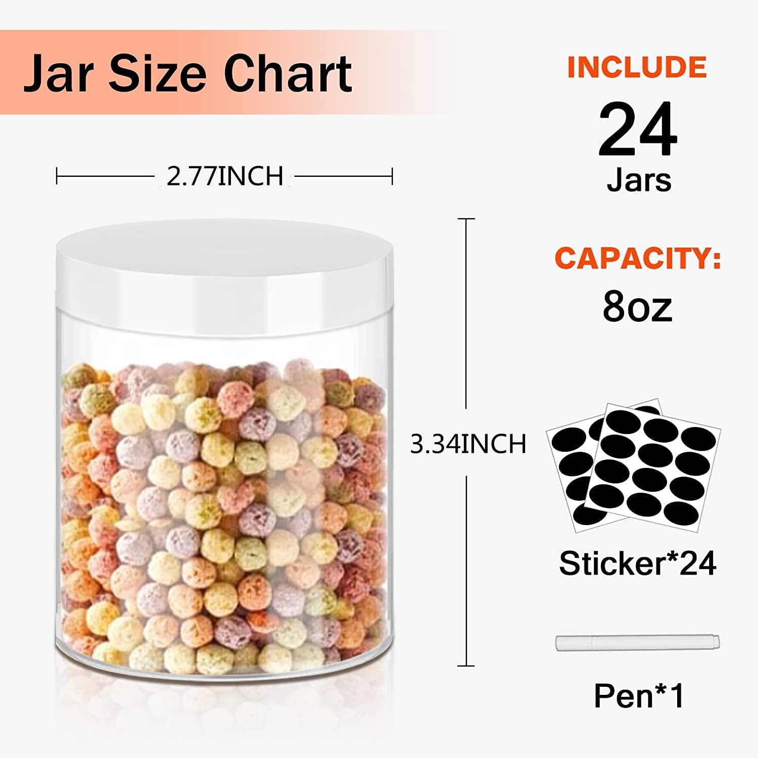 PYYAN-Plastic Jars 8oz Clear Plastic Slime Jars 24Pcs Empty Round Food ...