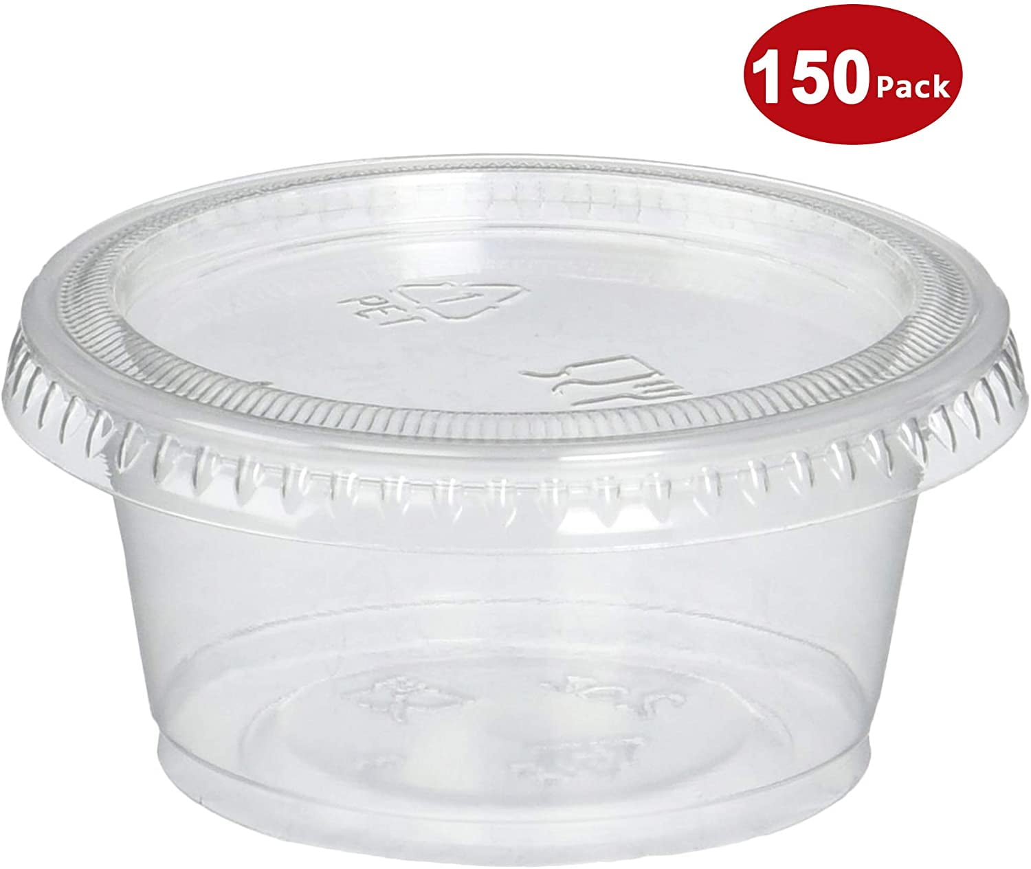 PYYAN-Plastic Portion Cups with Lids 2 oz. Pack of 150 Leakproof Jello ...