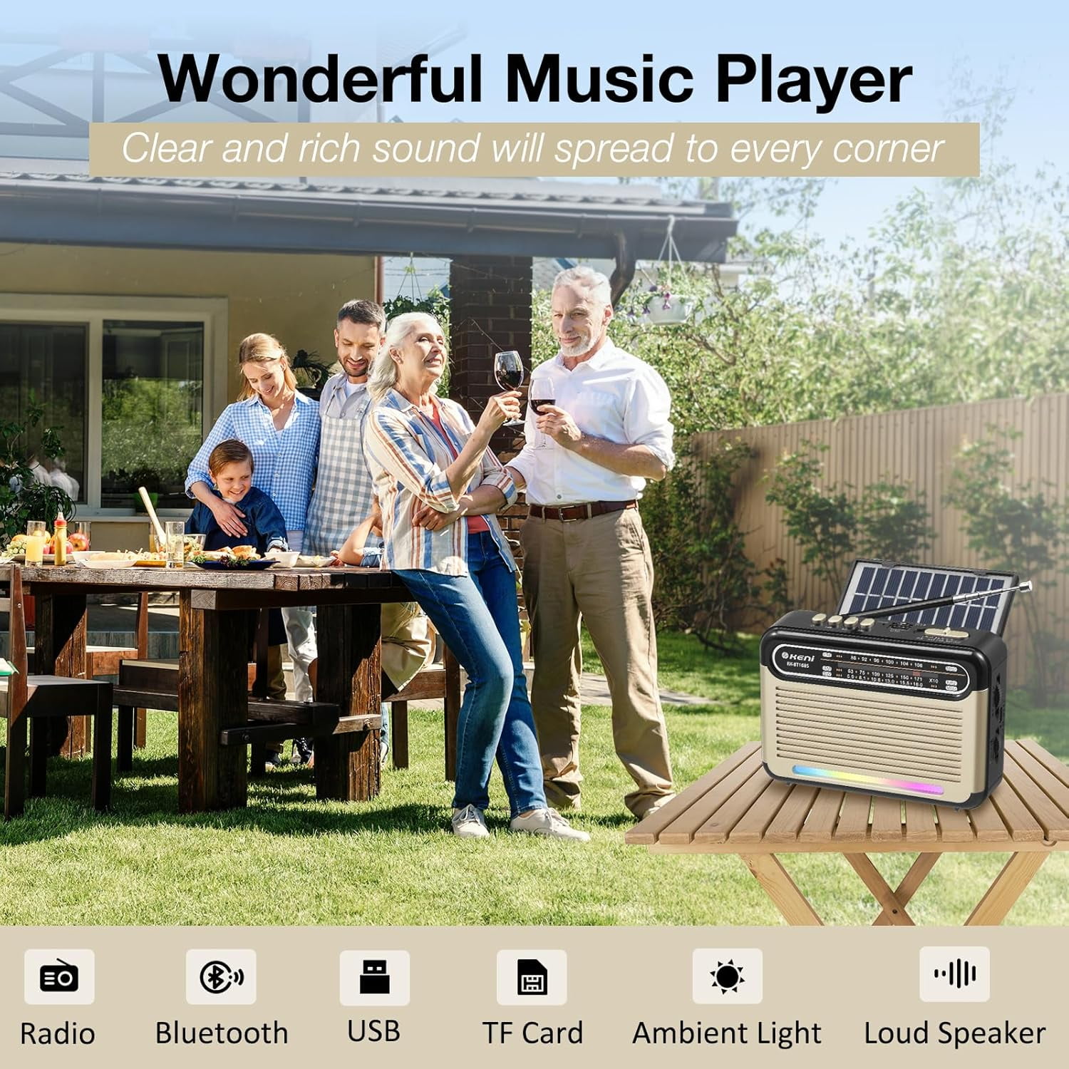 PYYAN-Portable Solar Radio AM FM SW with Rechargeable Battery Operated ...