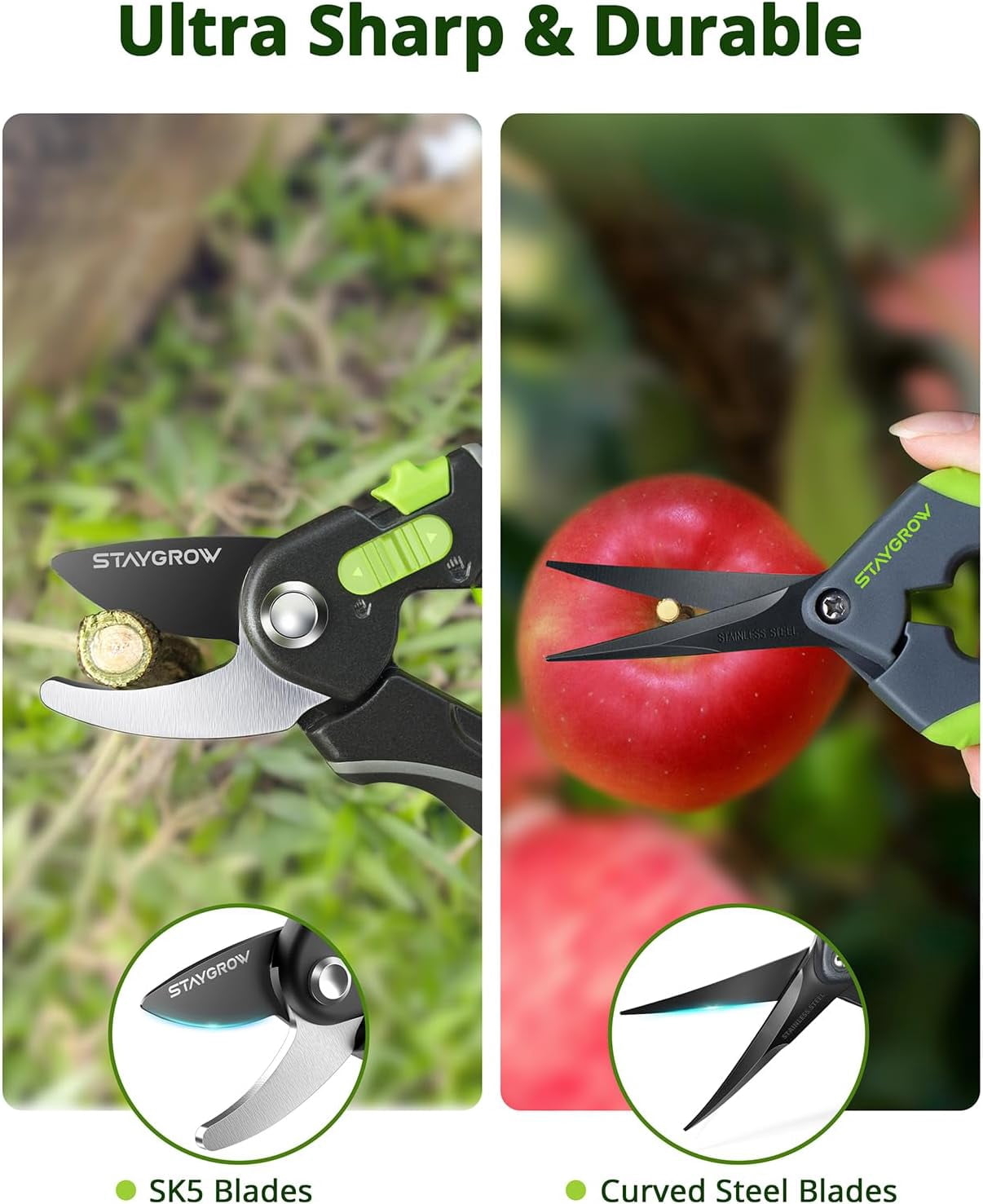 PYYAN-Pruning Shears for Gardening 2 Pack, 8.5" Bypass Garden Clippers ...
