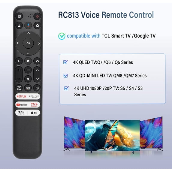 PYYAN-RC813 Voice Remote Control, for TCL Google TV Remote Control ...