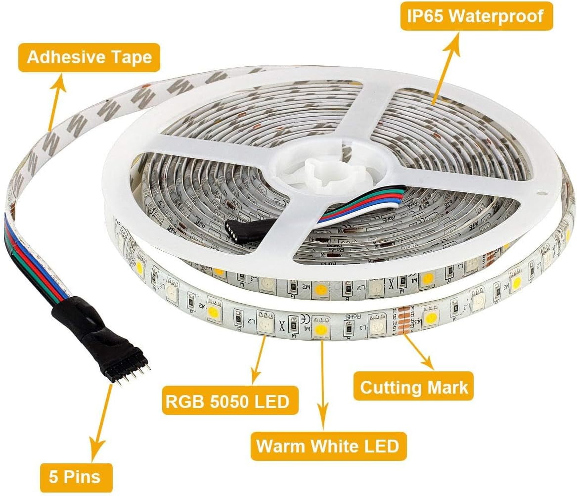 PYYAN-RGBWW LED Strip Light IP65 Waterproof RGB Color Changing Rope ...