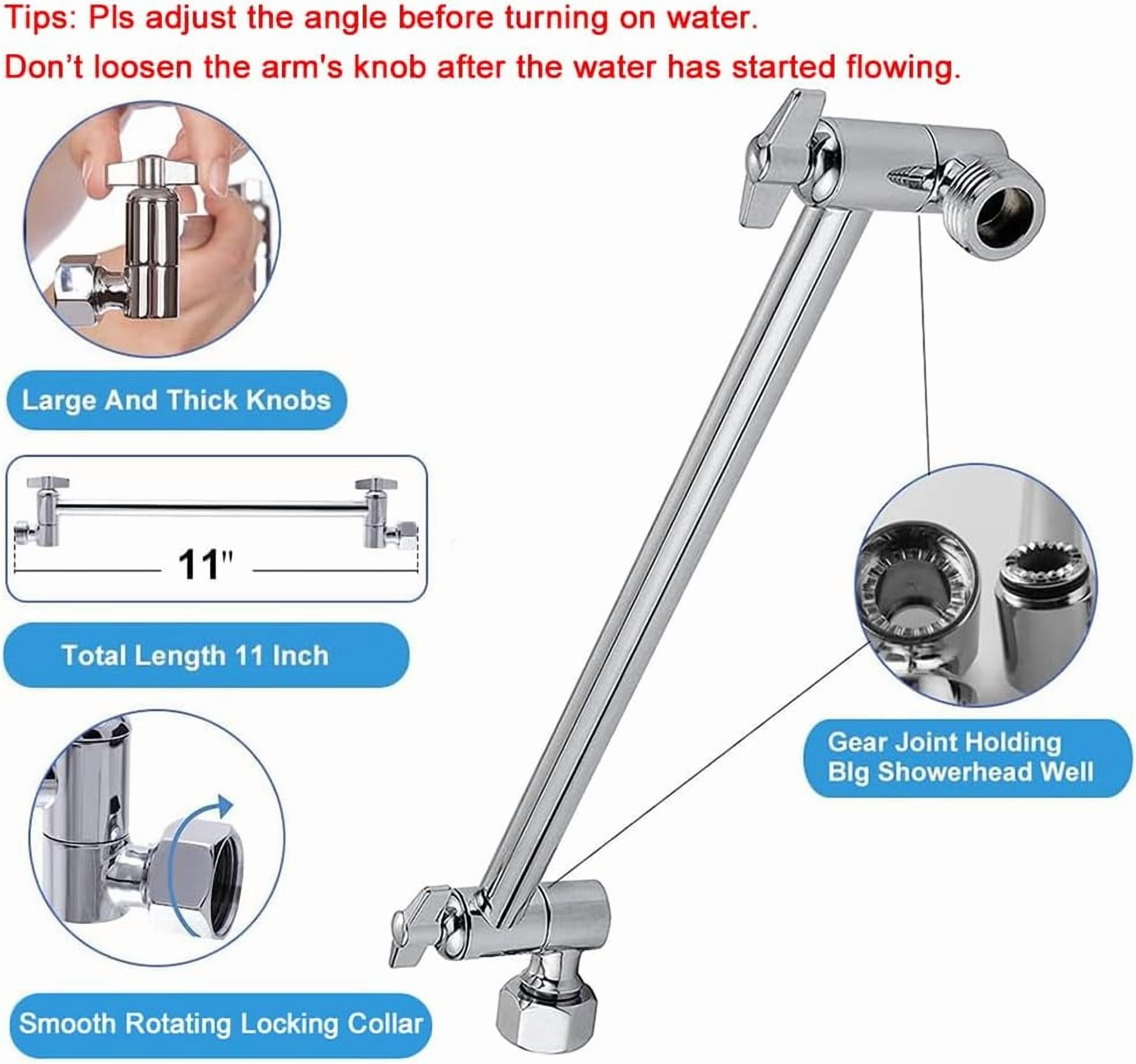 PYYAN-Rain Shower Head with 11‘‘ Adjustable Extension Arm, Large ...