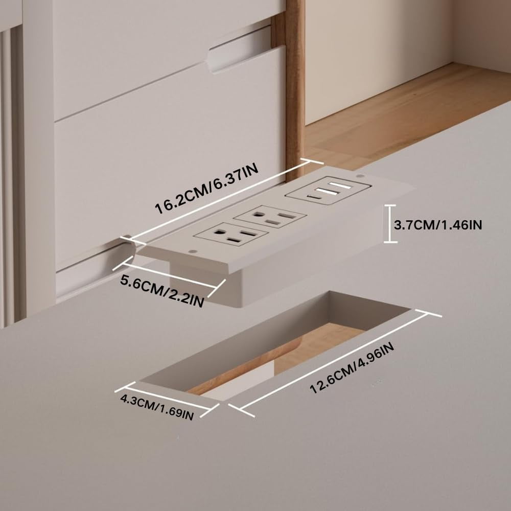 PYYAN-Recessed Power Strip, Flush Mount Power Adapter Charging Station ...