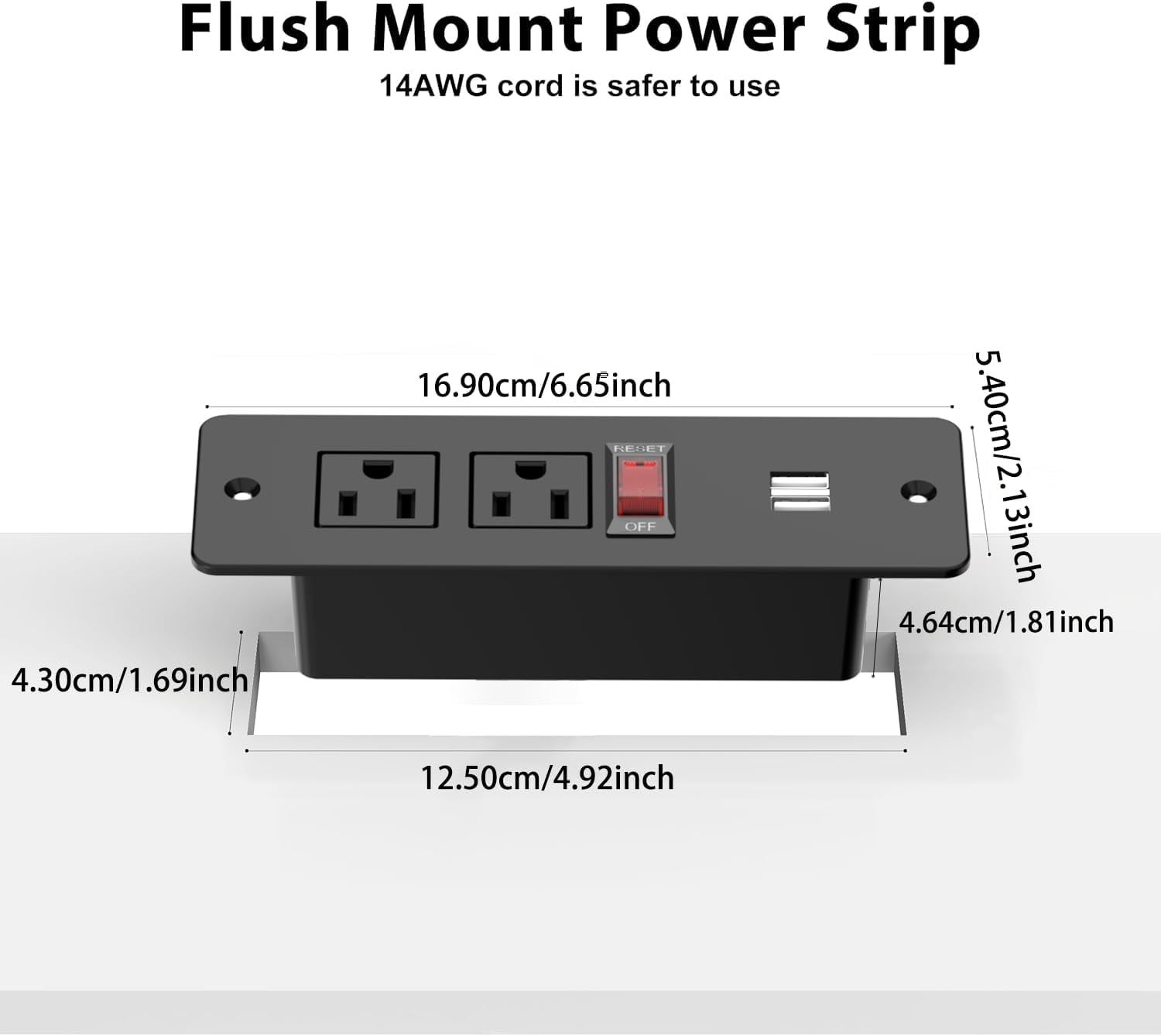 PYYAN-Recessed Power Strip with Switch Flush Mount Hidden Charging ...