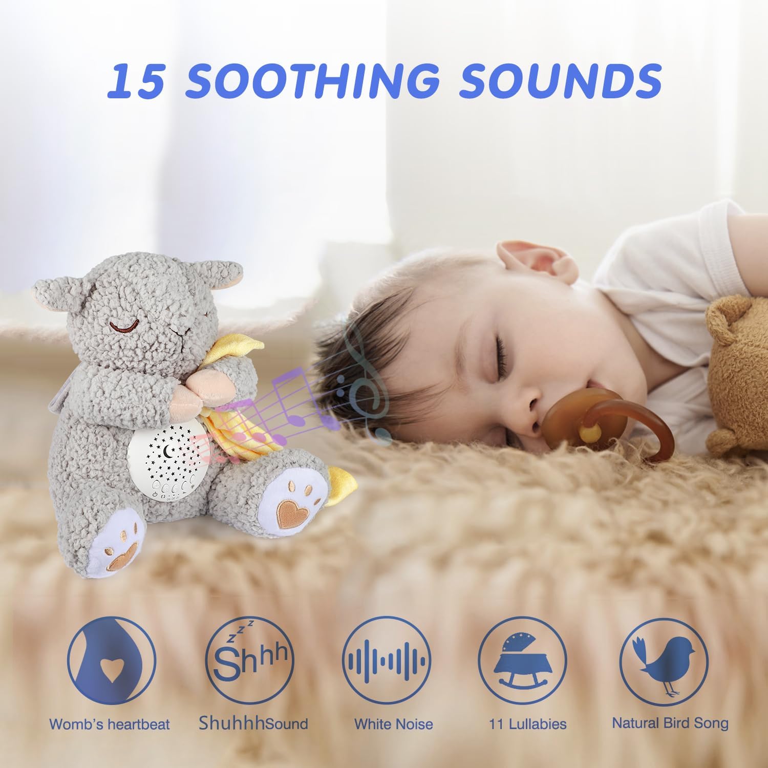 PYYAN-Rechargeable Baby Sleep Soother, Mom's Heartbeat Babies Cry ...