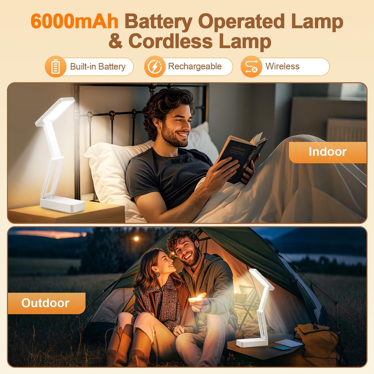 PYYAN-Rechargeable Lamps Cordless Lamps,6000mAh Battery Powered Lamp,3 ...