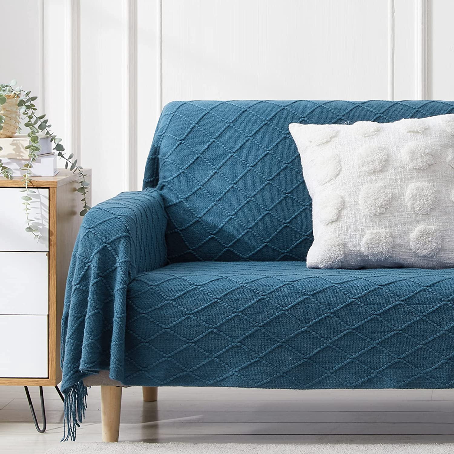PYYAN-Royal Blue Throw Blanket 50 x90 Inches Throw Textured Solid Soft ...