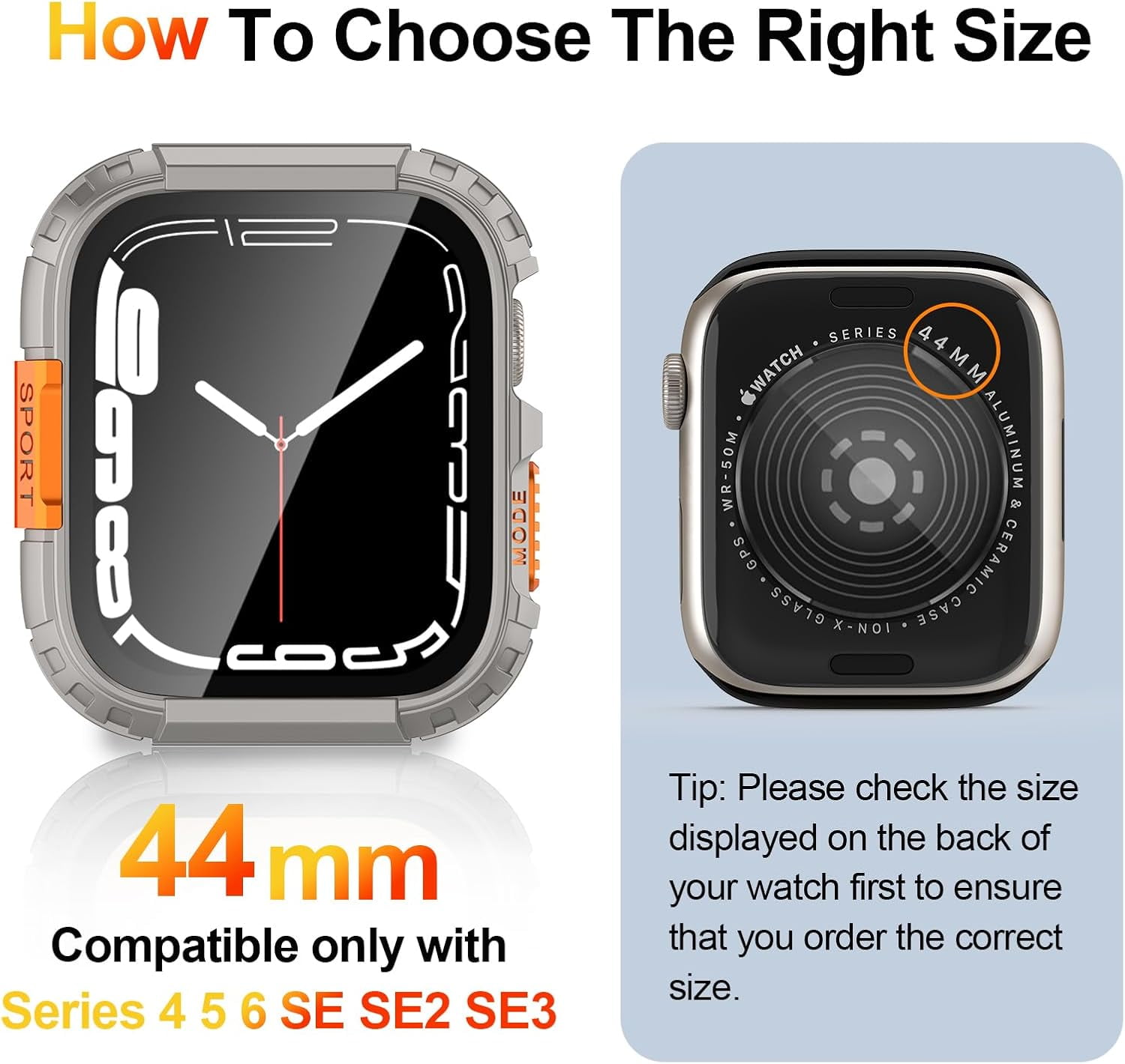 PYYAN-Rugged Waterproof Case for Apple Watch Screen Protector 44mm SE ...