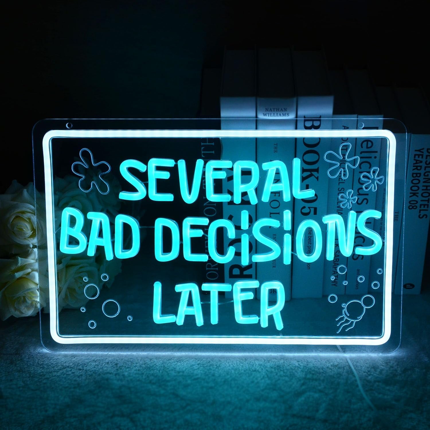 PYYAN-Several Bad Decisions Later Neon LED Sign Cool Funny Lamp Blue ...