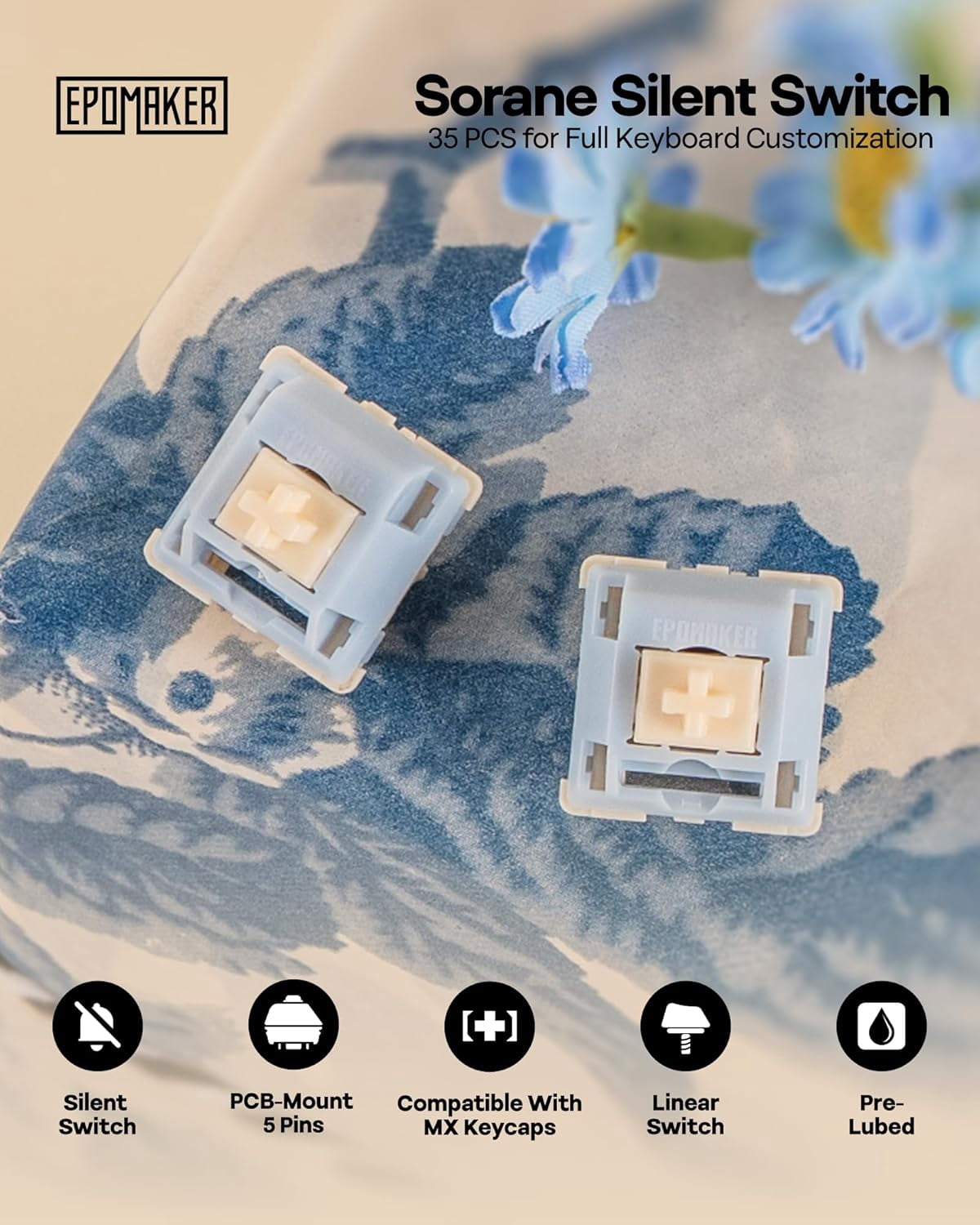 PYYAN-Silent Mechanical Keyboard Switches Set - 35 Pieces Factory Pre ...