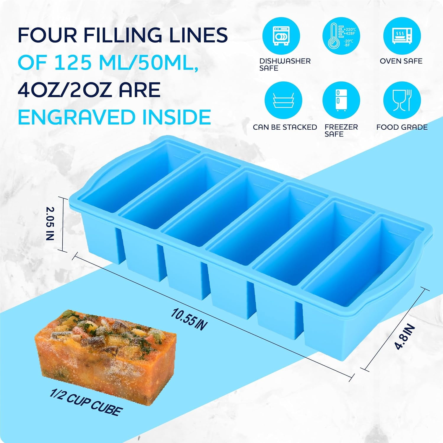 PYYAN-Silicone Freezer Molds with Lids, 1/2 Cup Soup Freezer Container ...