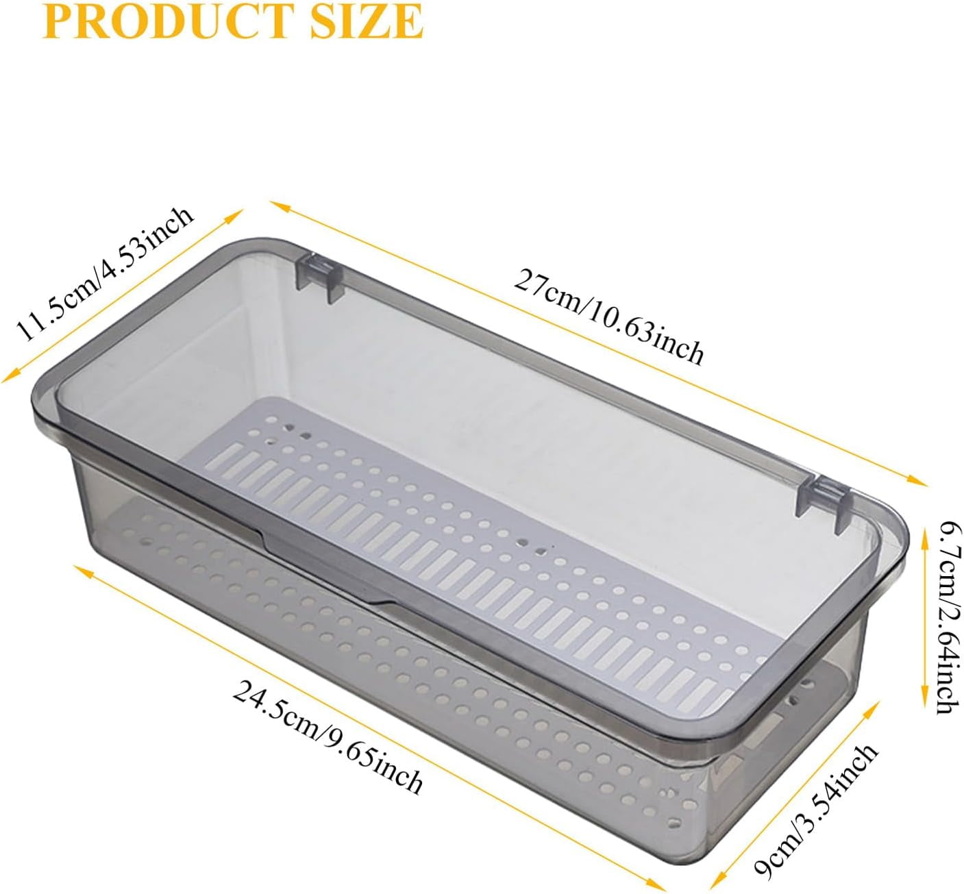 PYYAN-Silverware Organizer with Lid Transparent Flatware Tray Cutlery ...