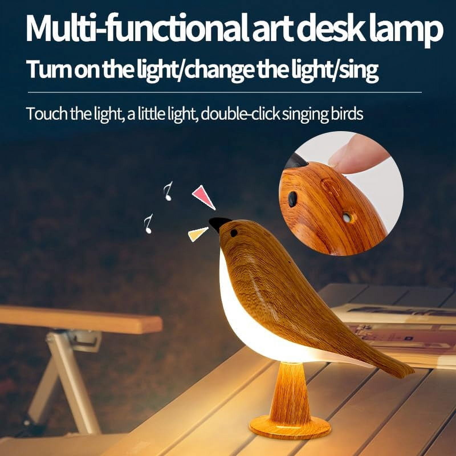 PYYAN-Small Bird Desk Lamp, Rechargeable Cordless Table Lamp with 3 ...