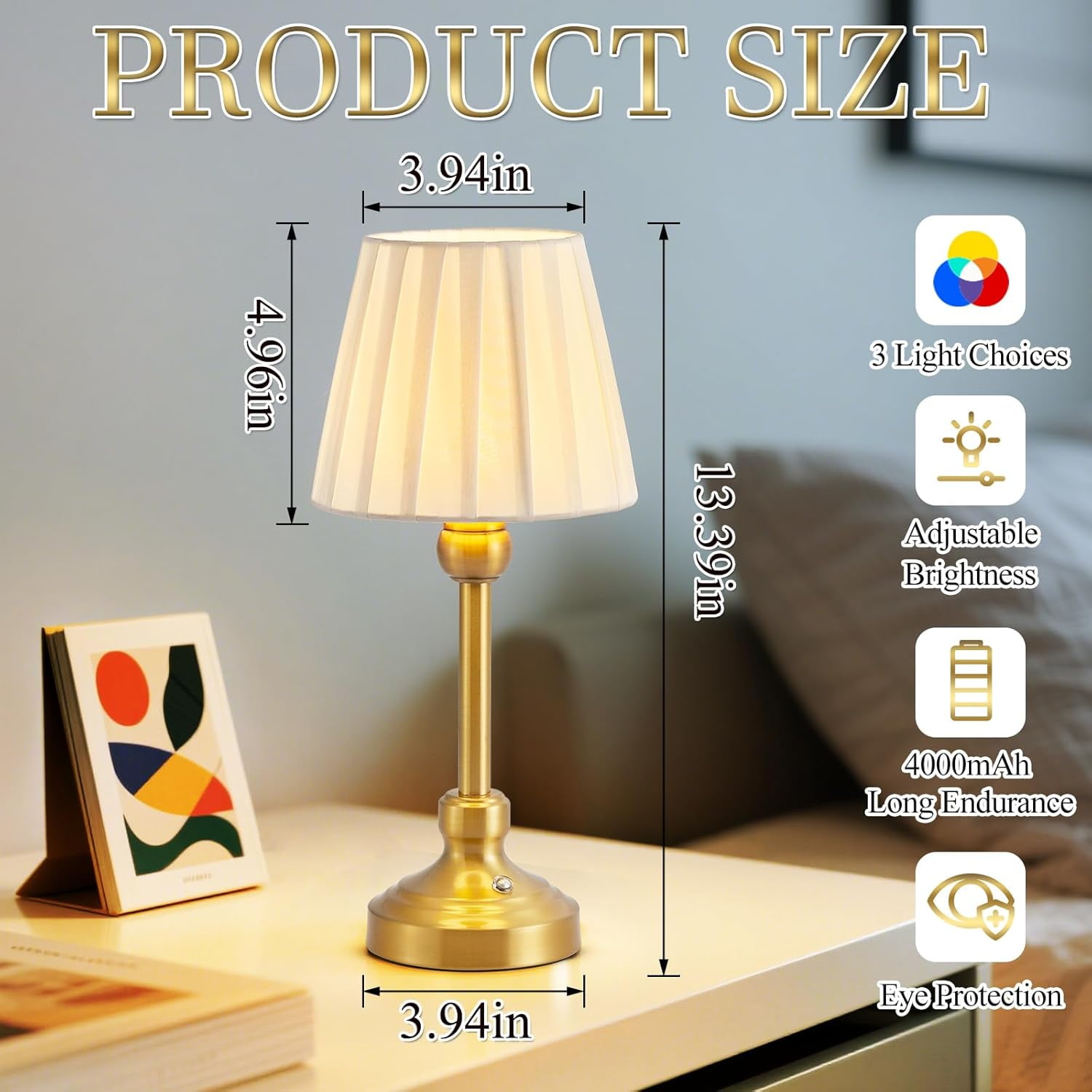 PYYAN-Small Cordless Table Lamp for Living Room,Side Bedside Led Modern ...