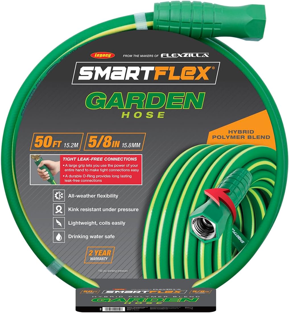 PYYAN-SmartFlex Garden Hose, 5/8 in. x 50 ft., Hybrid, Green ...