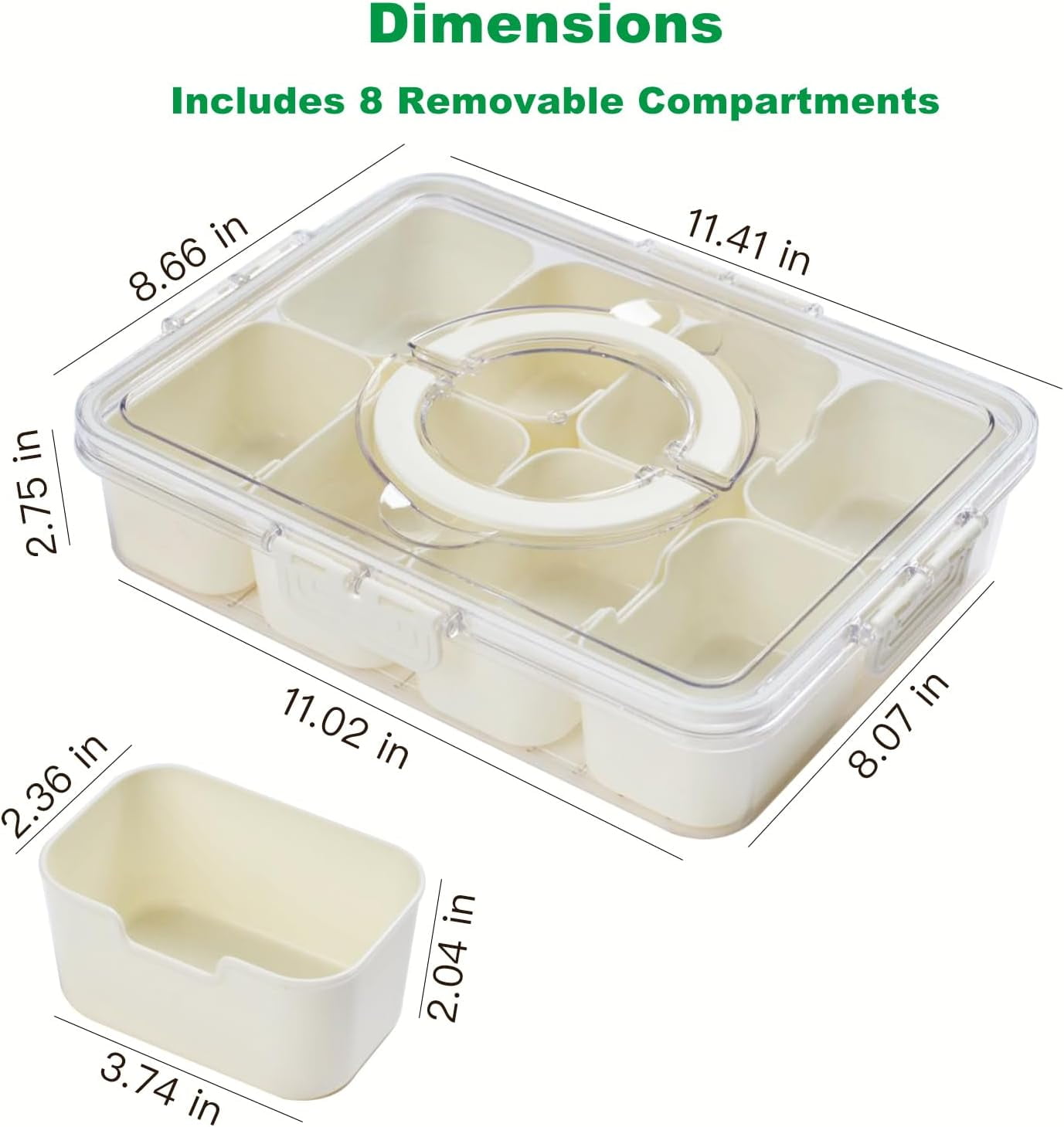 PYYAN-Snackle Box Container,Divided Serving Tray with Lid and Handle,8 ...