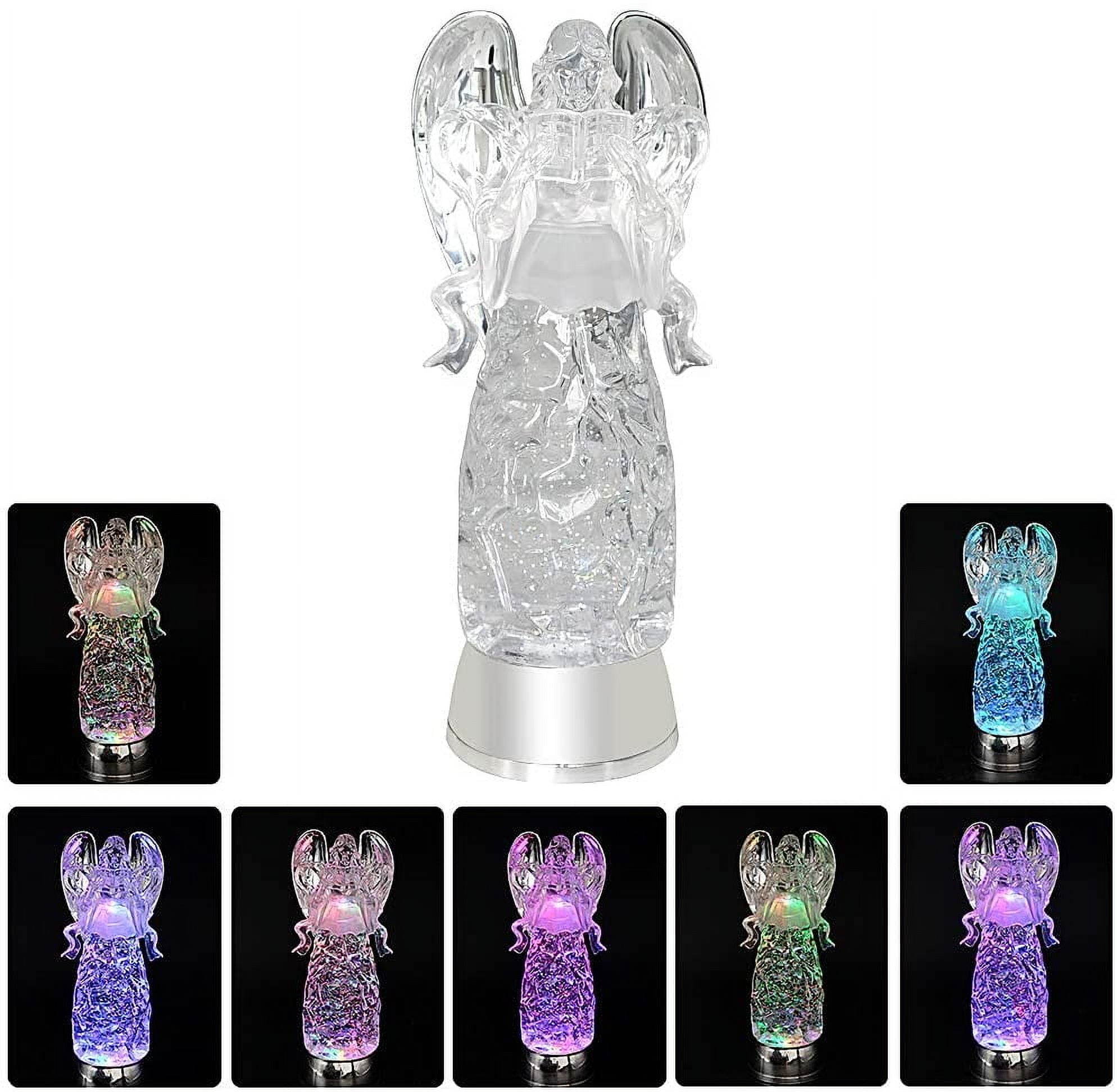 PYYAN-Snow Globe Angel, Lighted Water Glittering Swirling Crystal Angel ...