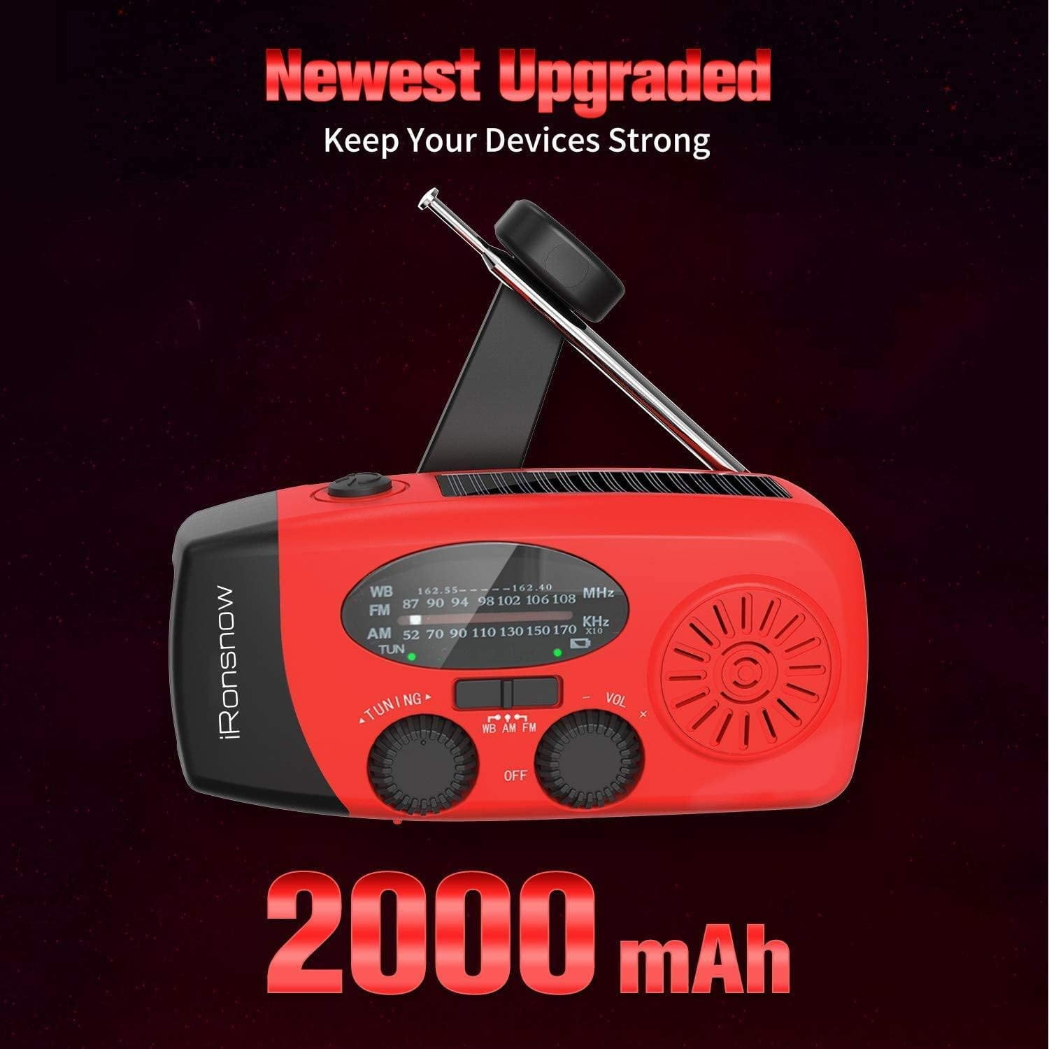PYYAN-Solar Emergency Hand Crank Weather Radio, Portable Self Powered ...