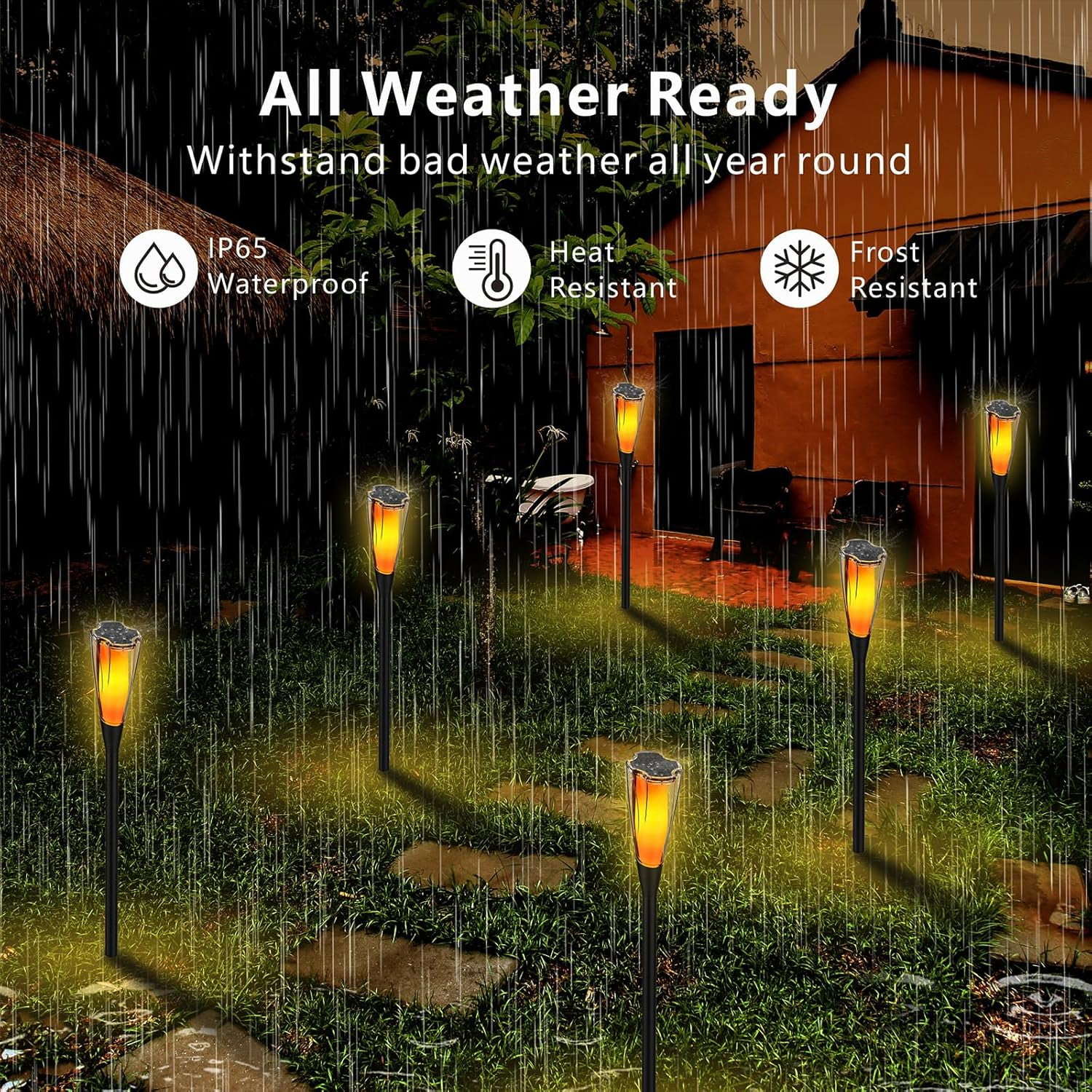 PYYAN-Solar Flame Lights Outdoor, 2 Pack Solar Torch Light with ...