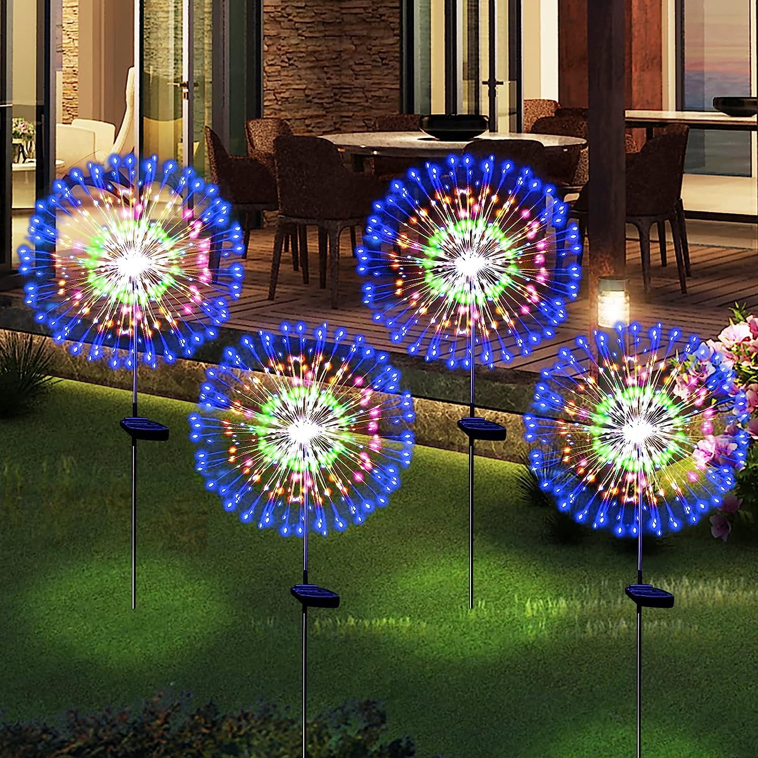 PYYAN-Solar Garden Firework Lights Outdoor Waterproof 2 Pack Solar ...