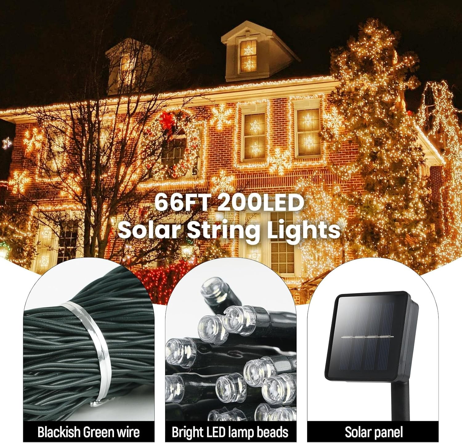 PYYAN-Solar String Lights Outdoor, 82ft Warm White Solar Lights 200 Led ...