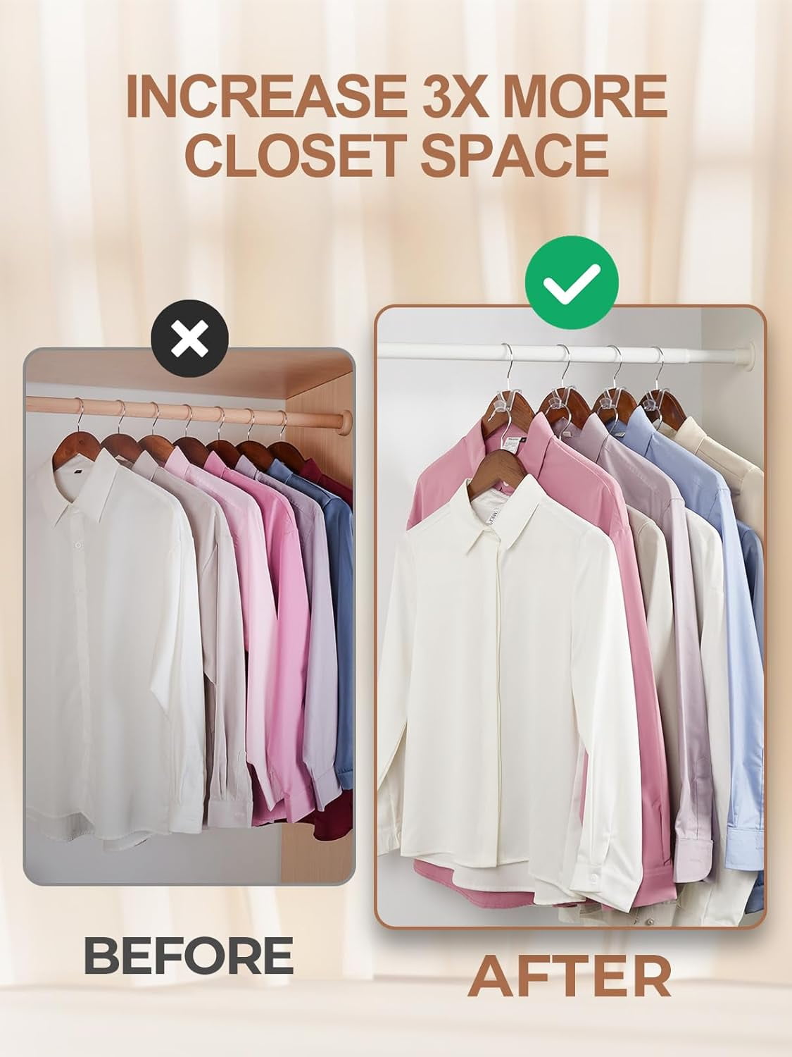 PYYAN-Space Saving Hangers 100 Pack, Clear Clothes Hanger Connector ...