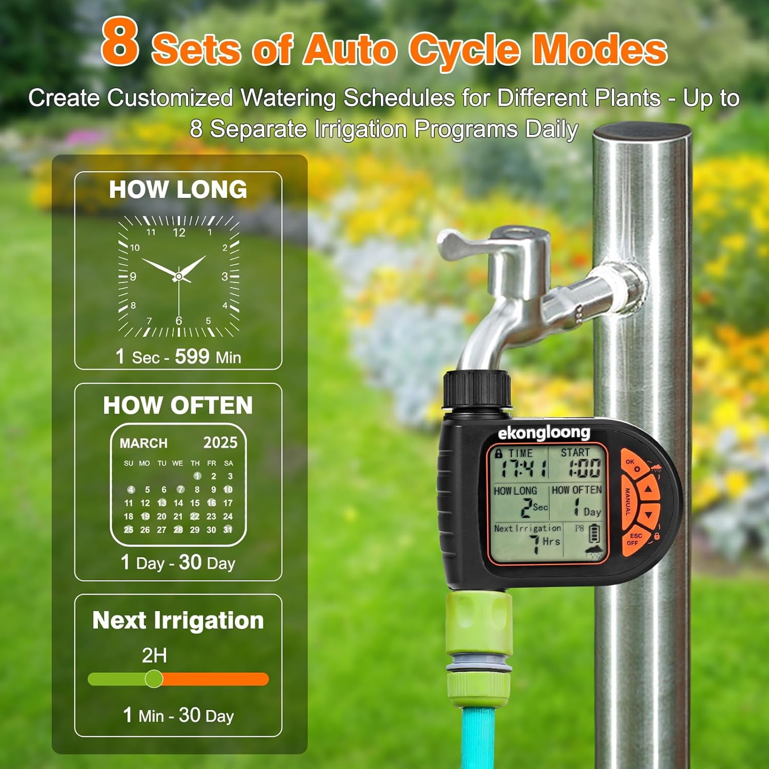 PYYAN-Sprinkler Timer with 2 Way Hose Splitter - Automatic Water Timer ...