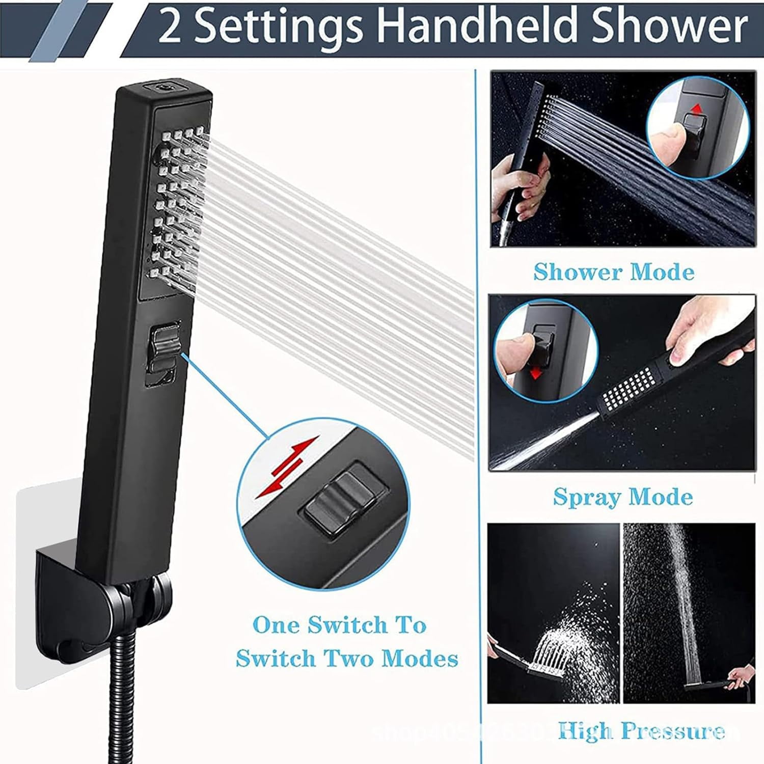 PYYAN-Square Handheld Shower Head - Dual Spray (Rain & Precision Jet ...