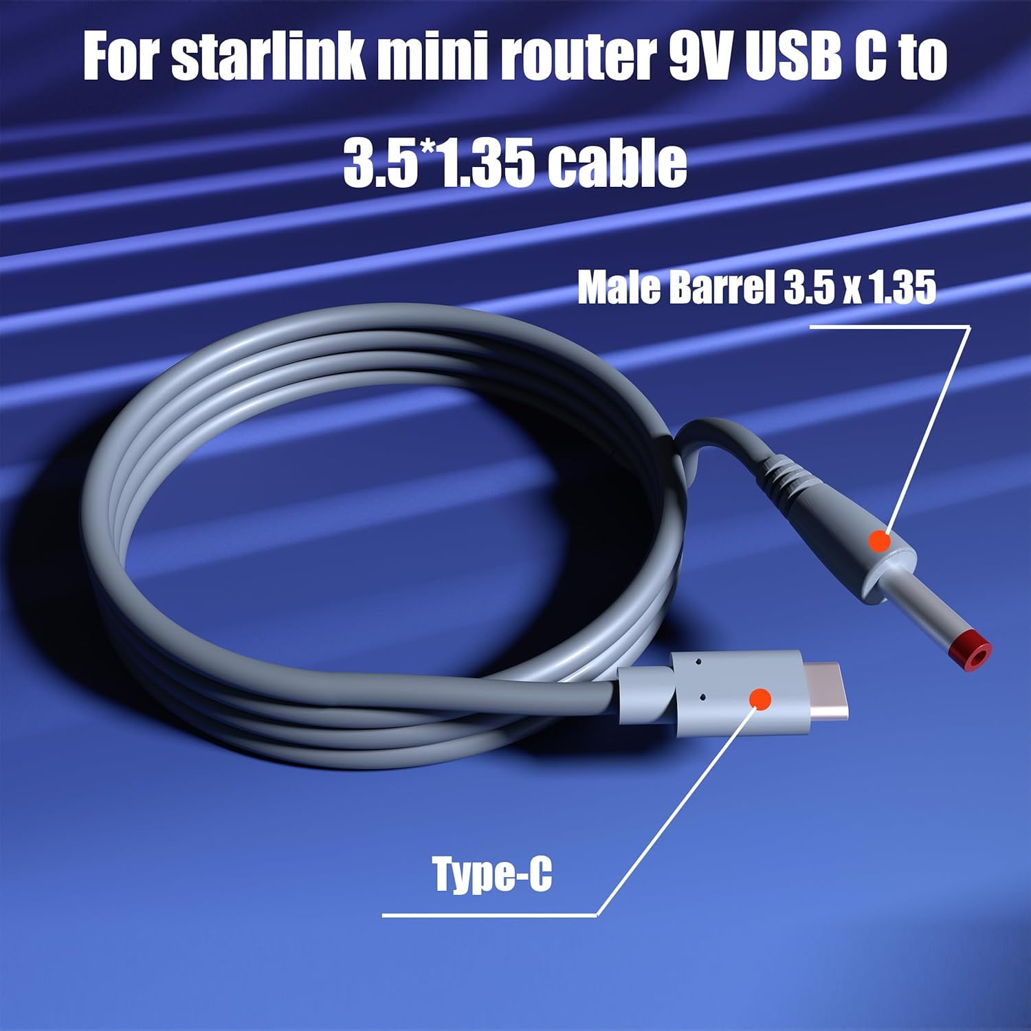 PYYAN-Starlink Mini Router Cable 3.28FT USB-C to DC Charging Cord - 9V ...