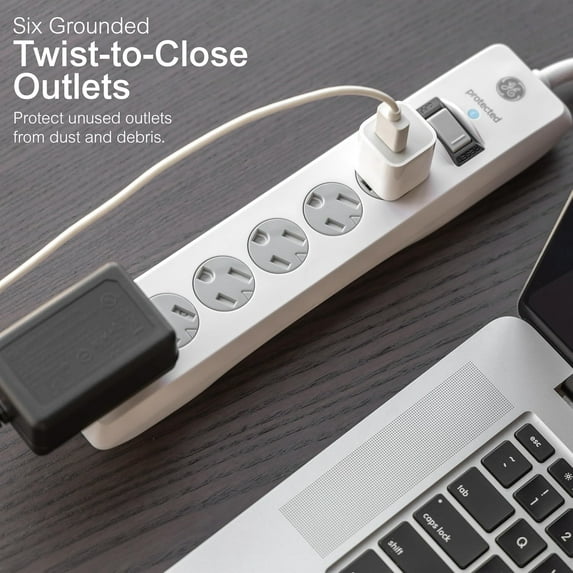 PYYAN-Surge Protector Power Strip, 8 Ft Extension Cord, 6 Outlet ...