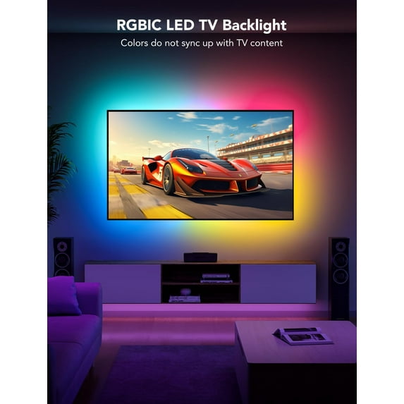 PYYAN-TV LED Backlight Strip, RGBIC Smart LED Backlight for 40-50inch ...
