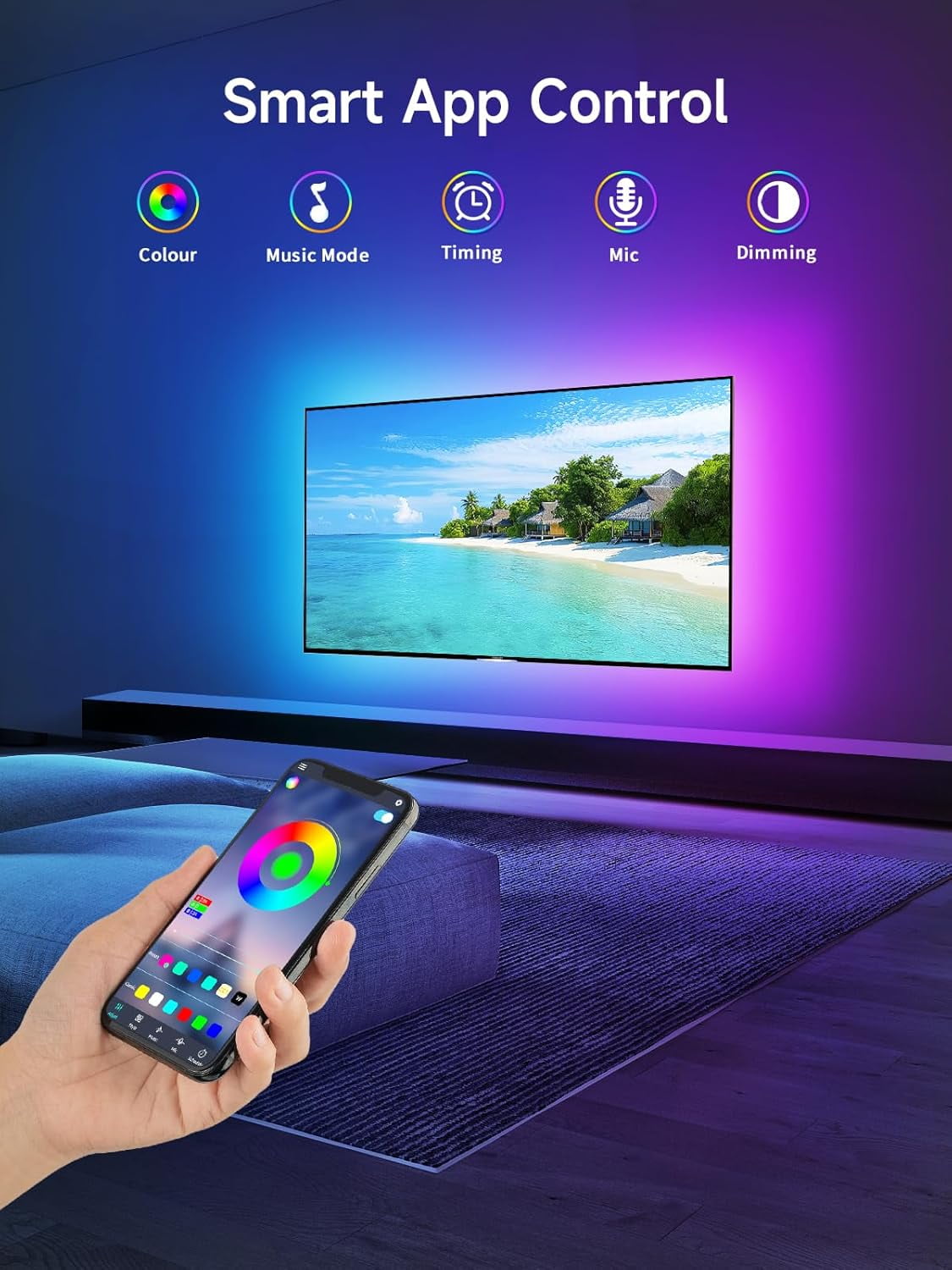 PYYAN-TV LED Lights, 13.1ft LED Lights for 43-65in TVs, RGB TV ...