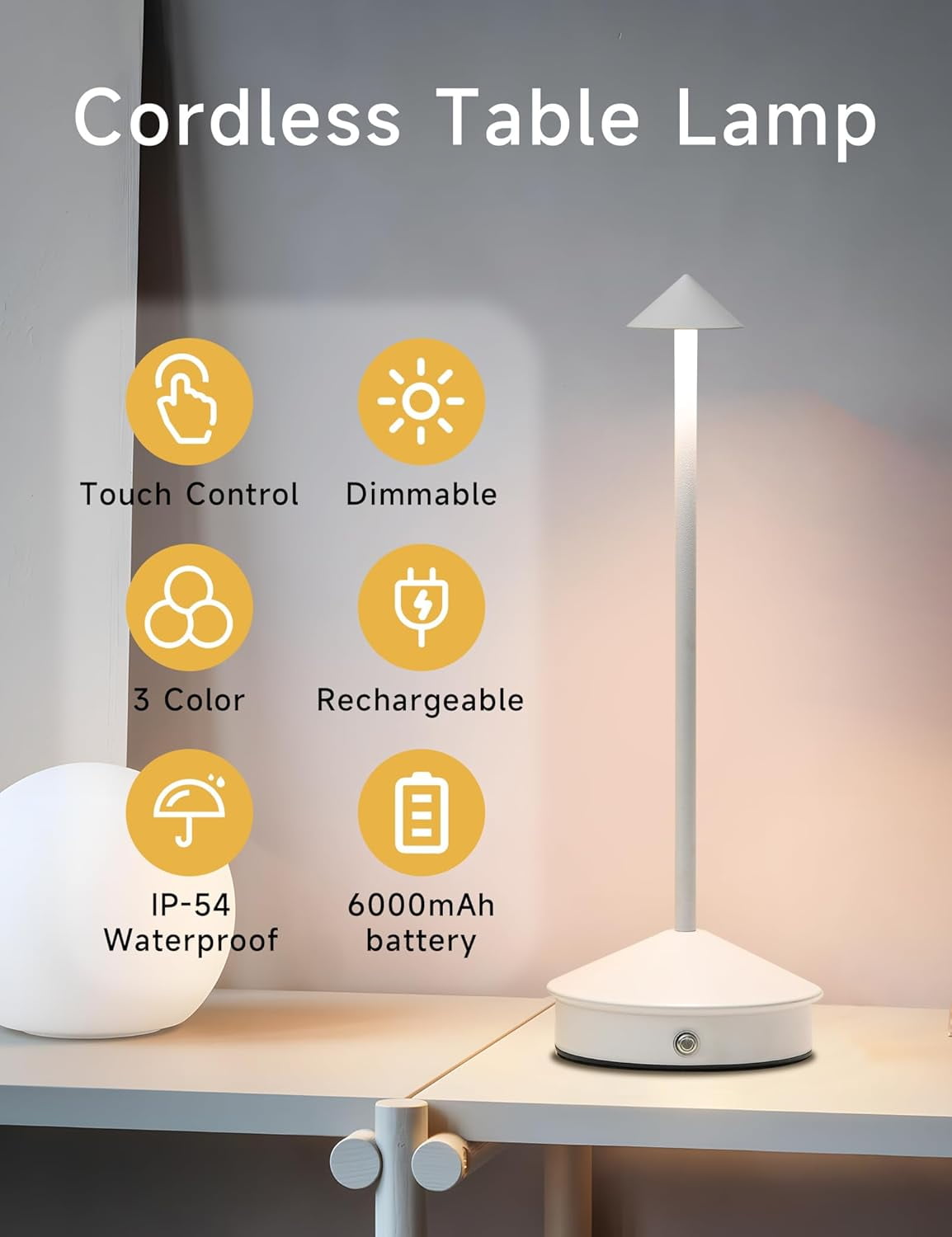 PYYAN-Table Lamps,LED Rechargeable Desk Lamp,Portable Modern USB ...